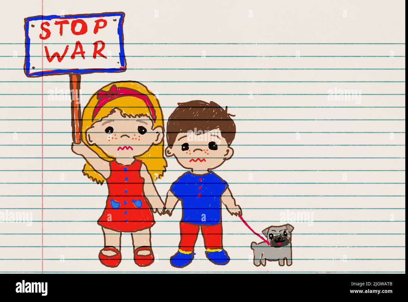 Stop War sign painting with children on linear paper Stock Photo - Alamy