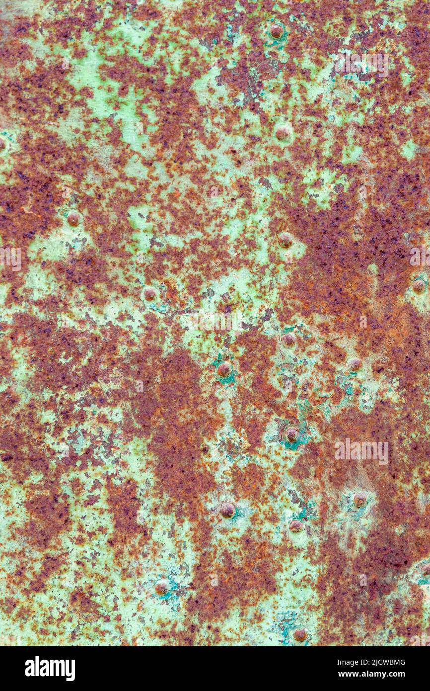 background of old rotten metal gate with green color and rust Stock ...