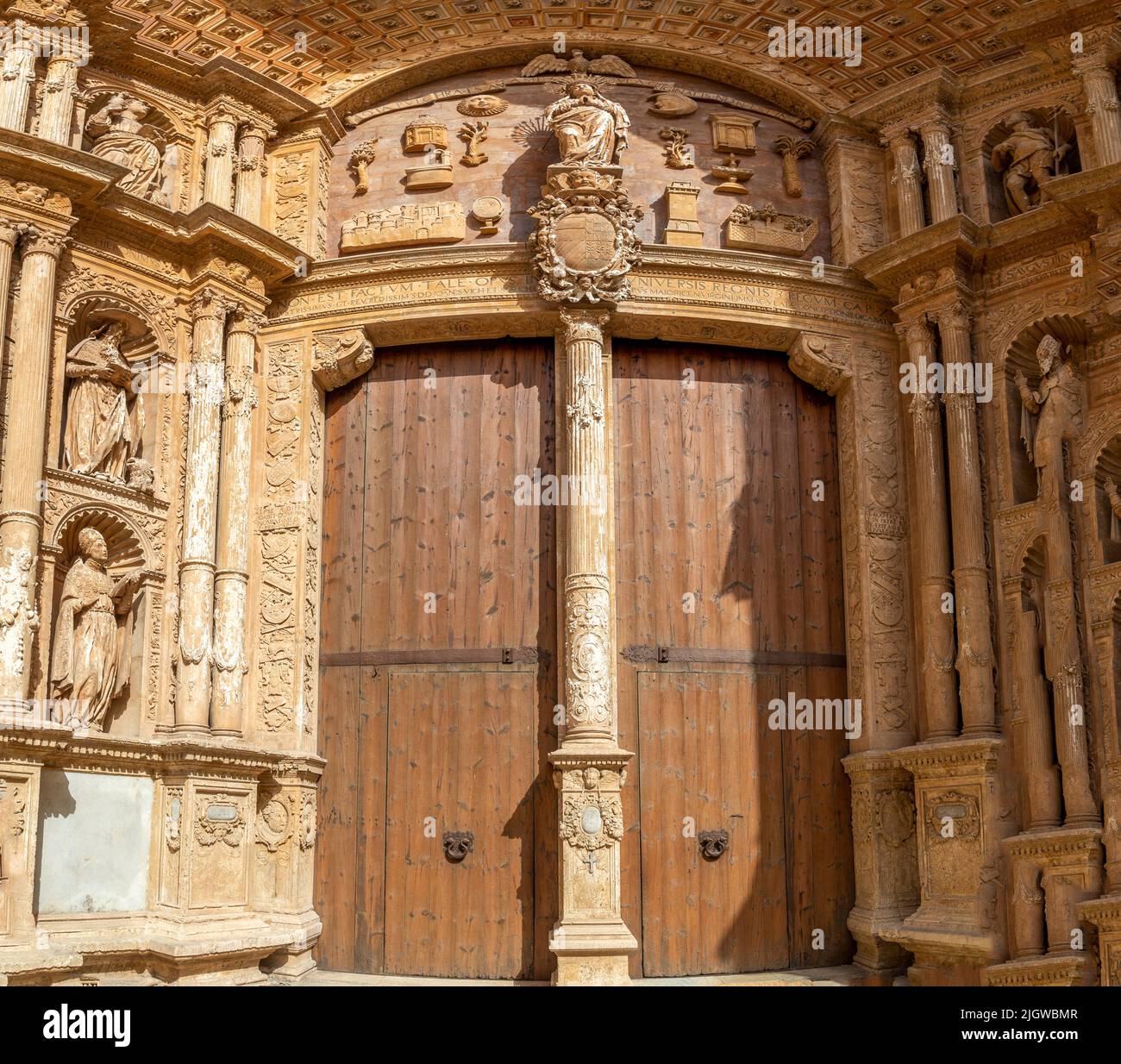 Architectural details of the gothic La Seu Cathedral of Palma de ...