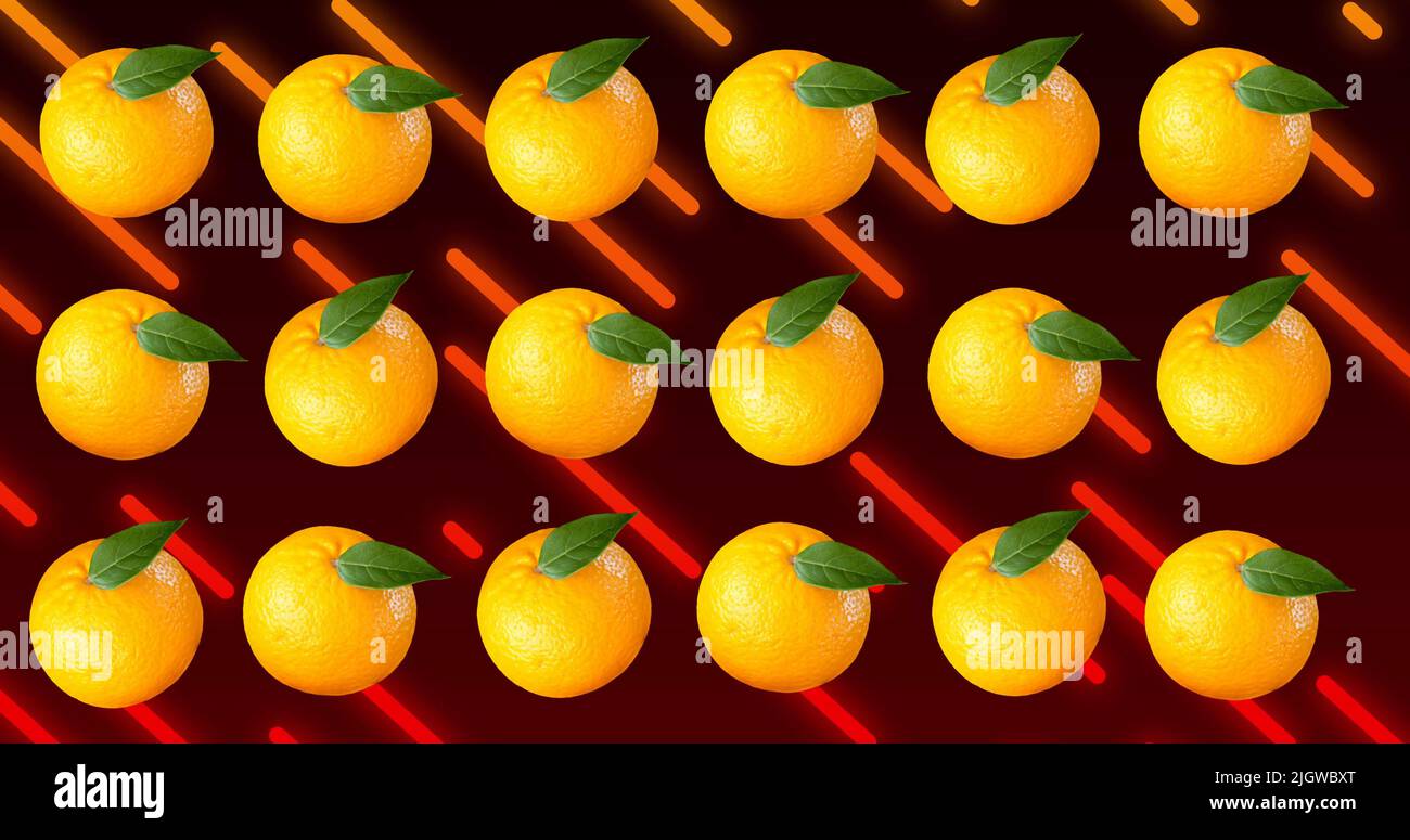 Image of orange repeated over red lines on black background Stock Photo ...
