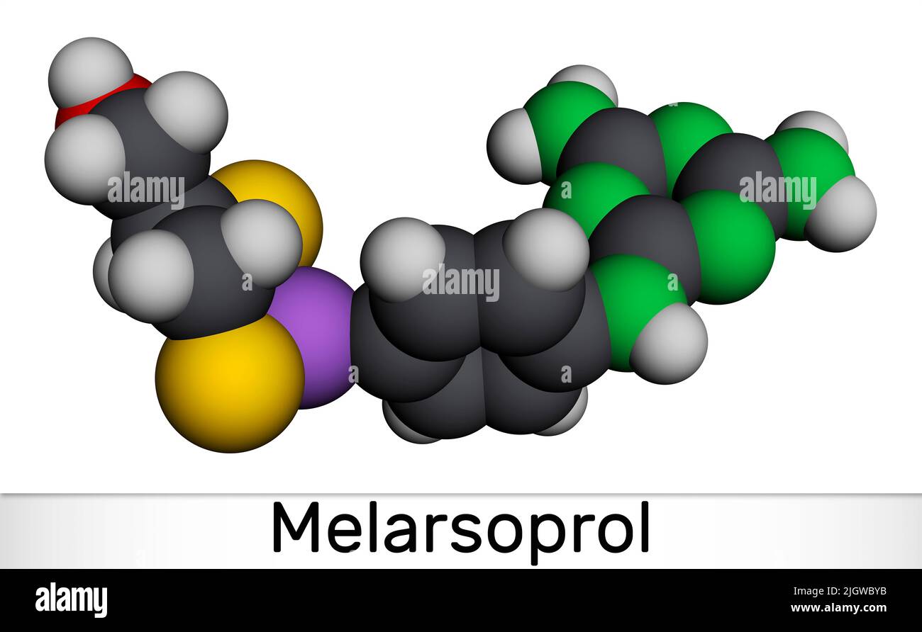 Melarsoprol drug molecule. Used to treat African sleeping sickness or ...