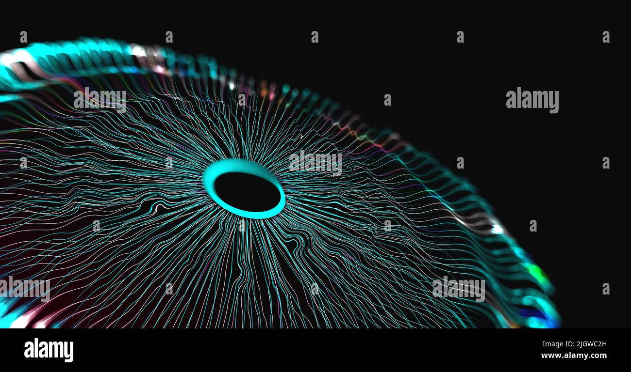 Abstract 3D illustration. Technology big data background concept. Wave ...