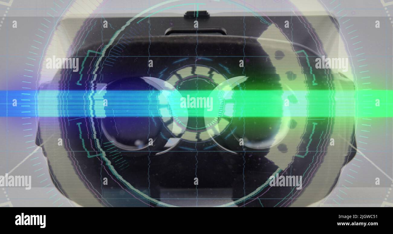 Image of scope scanning and data processing over vr headset Stock Photo ...