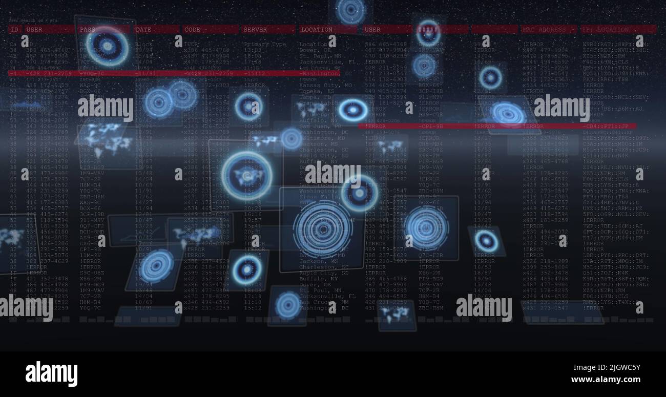 Image of data processing on screens and scopes scanning Stock Photo - Alamy
