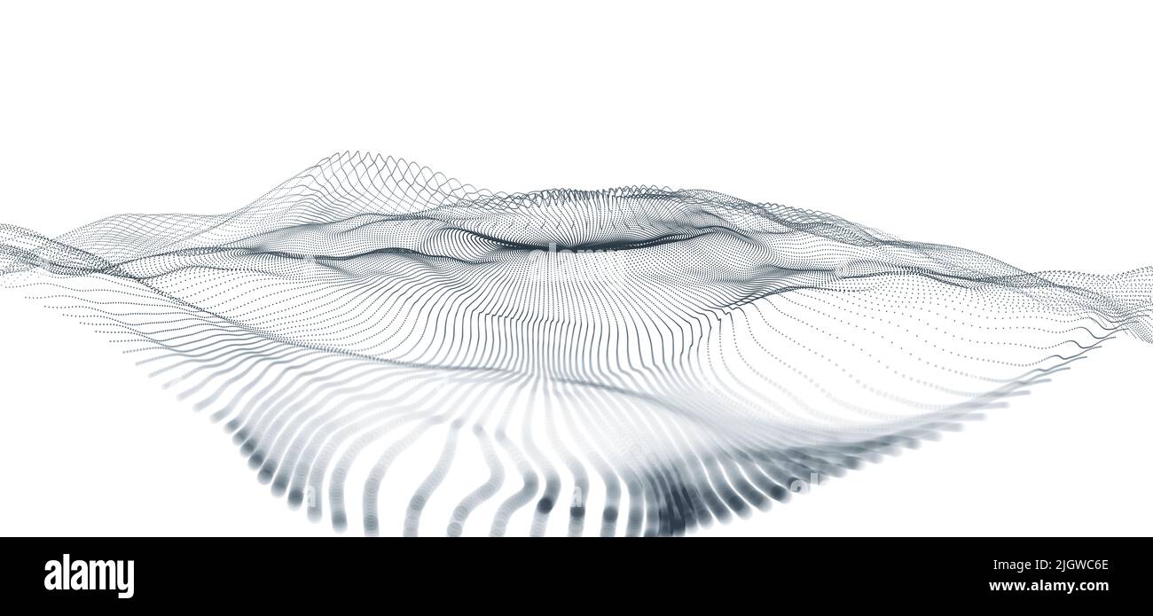 Neural network and cores of information. Futuristic digital wave ...