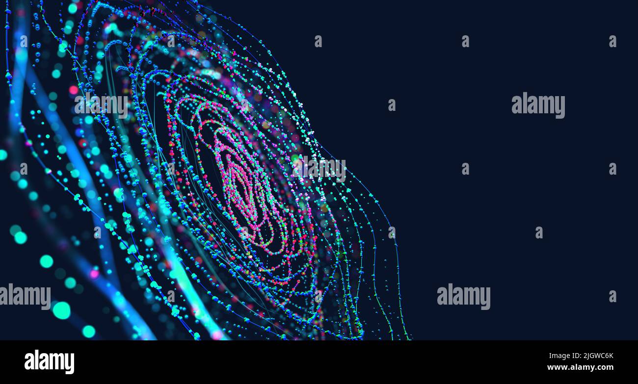 Big Data concept. Digital neural network. Introduction of artificial intelligence. Cyberspace of ...