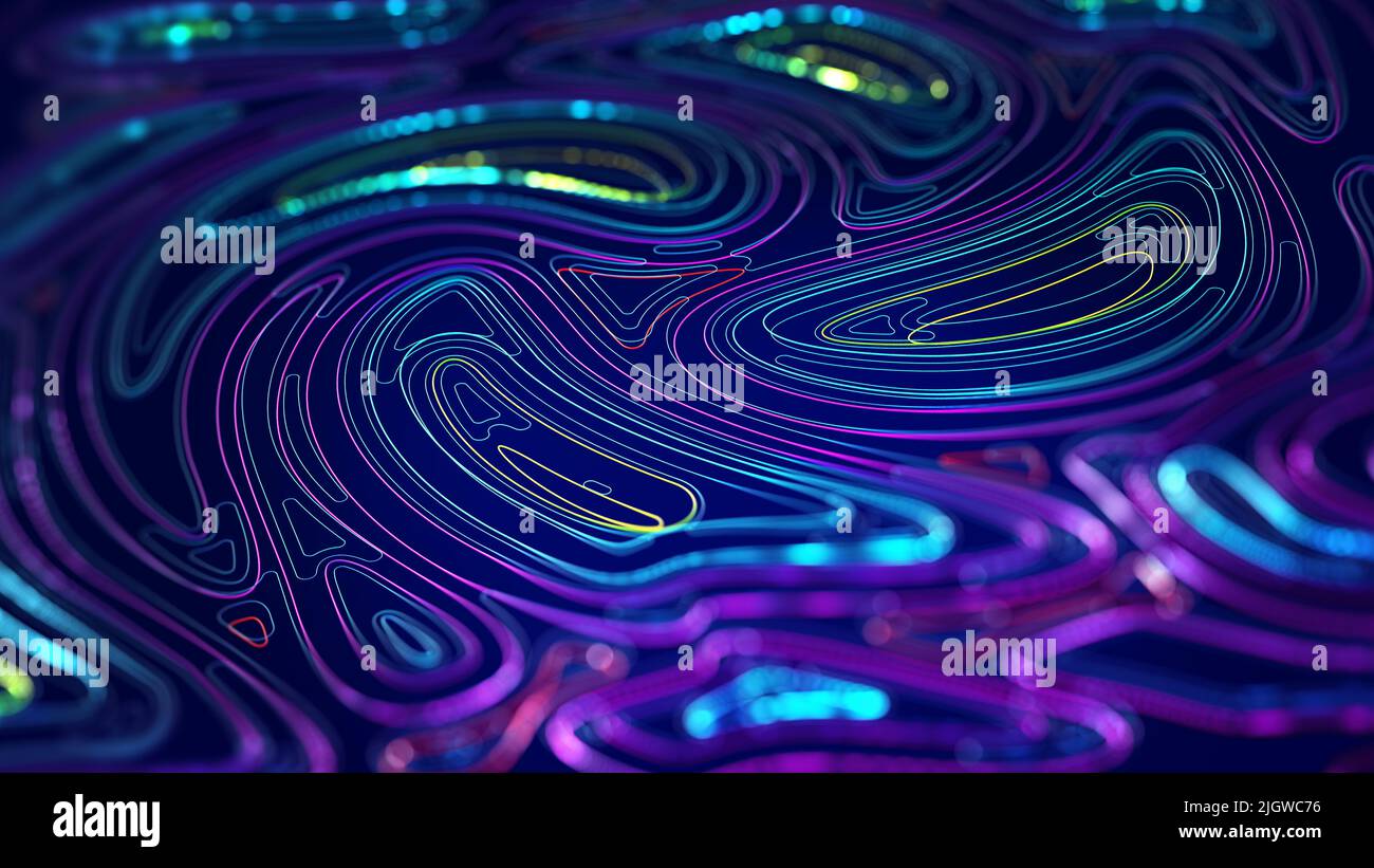 Big Data concept. Digital neural network. Introduction of artificial intelligence. Cyberspace of ...