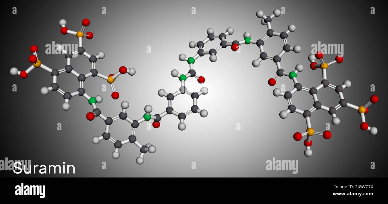 Suramin drug molecule. It is used to treat African sleeping sickness ...