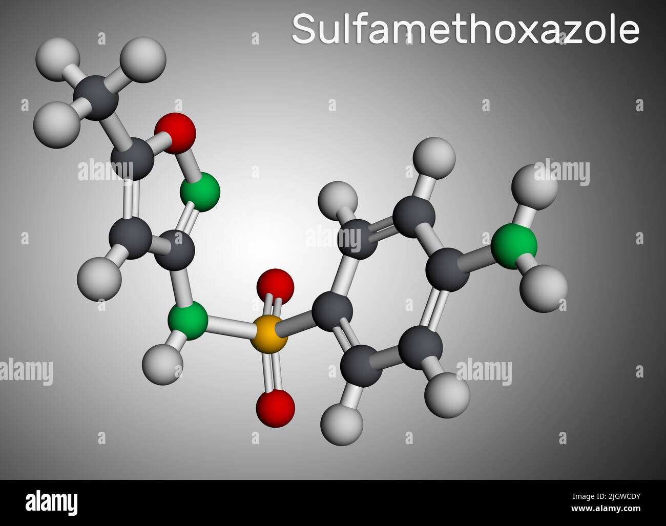 Sulfamethoxazole, SMZ, SMX molecule. It is sulfonamide antibiotic, used ...