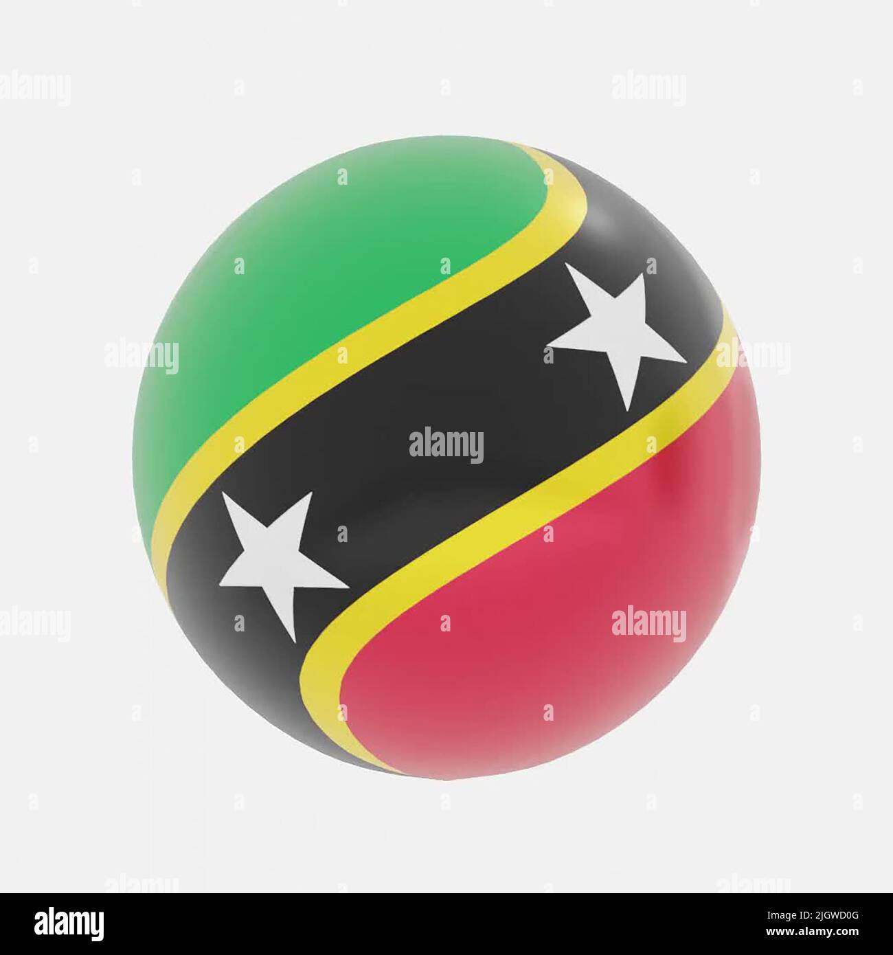 3d render of globe in Saint Kitts and Nevis flag for icon or symbol ...