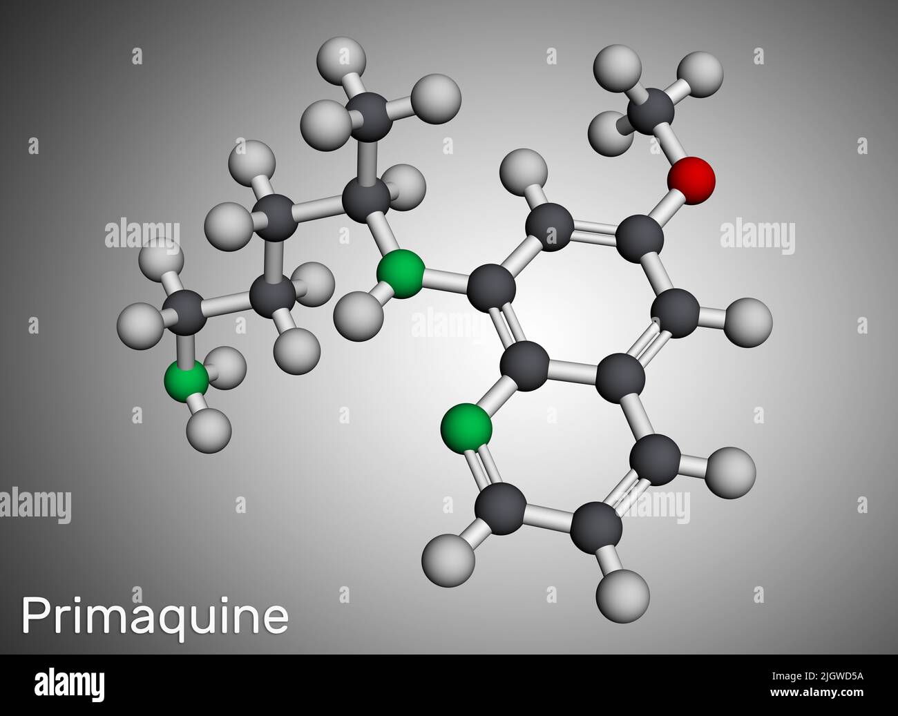Primaquine molecule. It is aminoquinoline, used for therapy of malaria ...