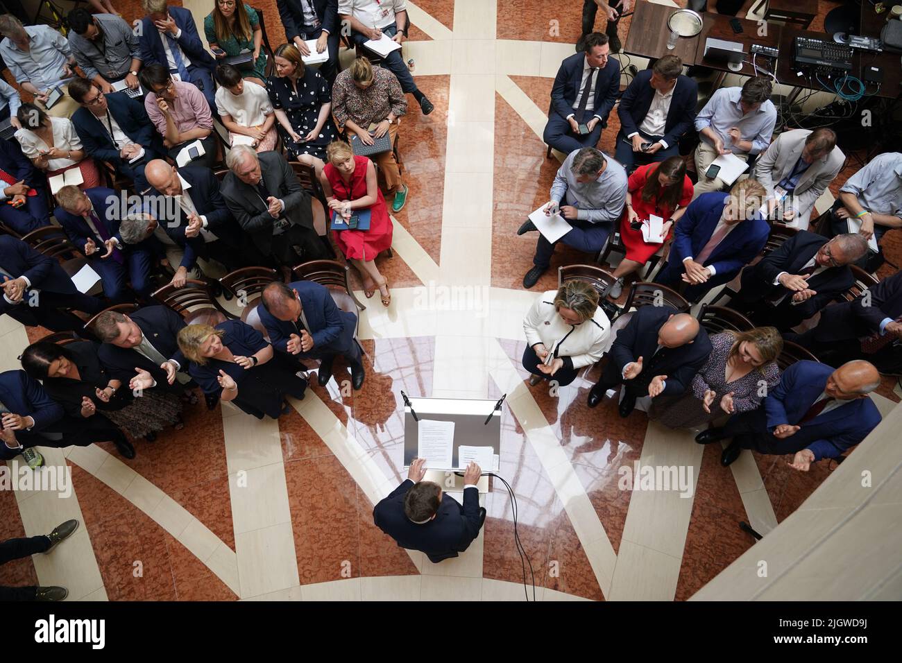 Tom Tugendhat speaking at the launch of his campaign to be Conservative ...
