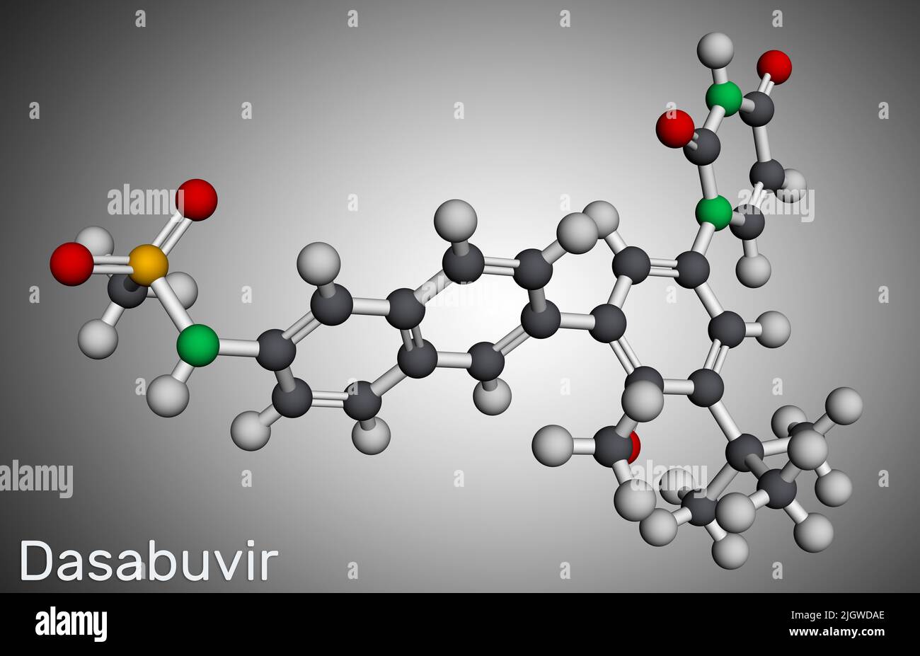 Dasabuvir molecule. It is antiviral drug used to treat hepatitis C ...