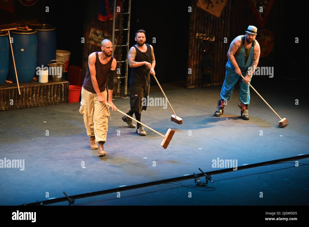 Cologne, Germany. 12th July, 2022. Performance at the premiere of STOMP ...