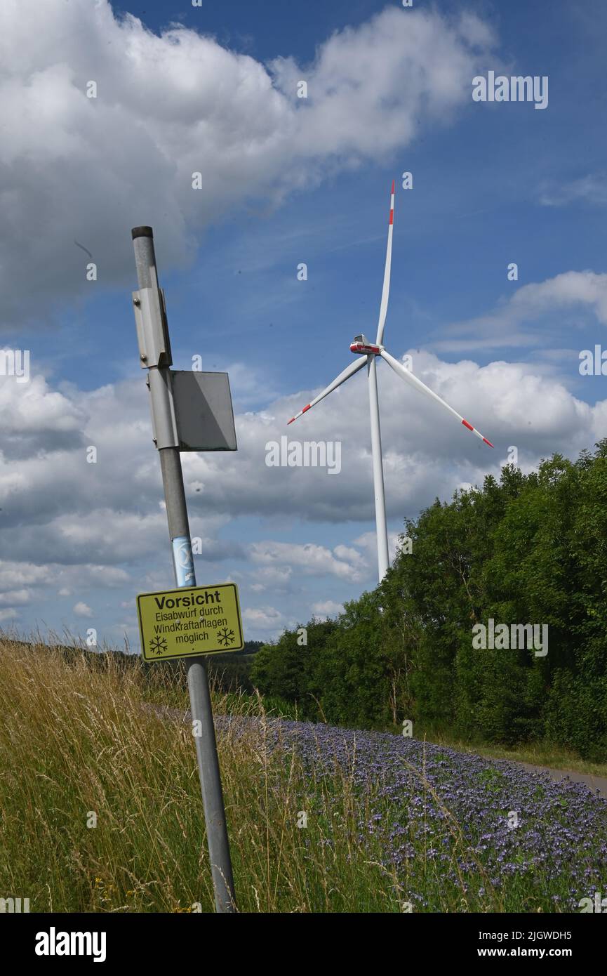 Pronsfeld, Germany. 25th June, 2022. A wind turbine, wind turbine of ...