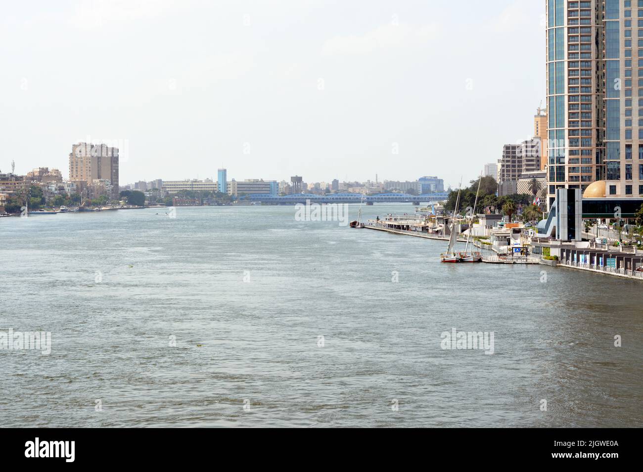 Cairo, Egypt, July 10 2022: The river Nile running through Cairo city ...