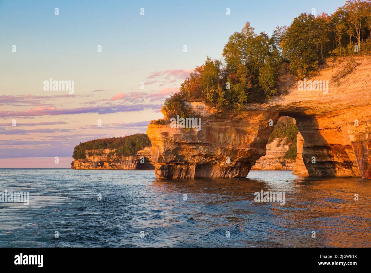 The Lover's Leap Arch in Pictured Rocks National Lakeshore against ...