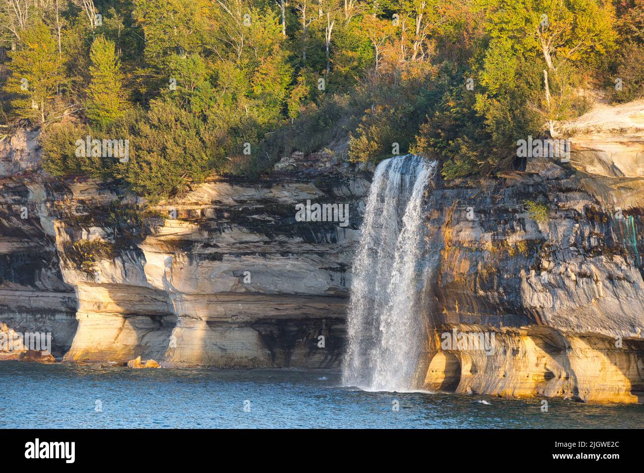 The Spray Falls plunges into Lake Superior at Pictured Rocks National ...