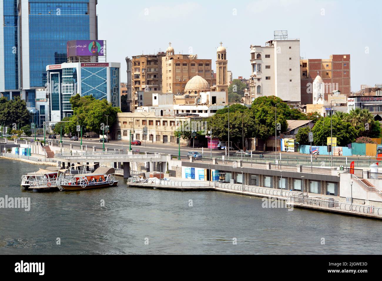 Cairo, Egypt, July 10 2022: The walk of Egypt's people Cairo development project along Nile ...
