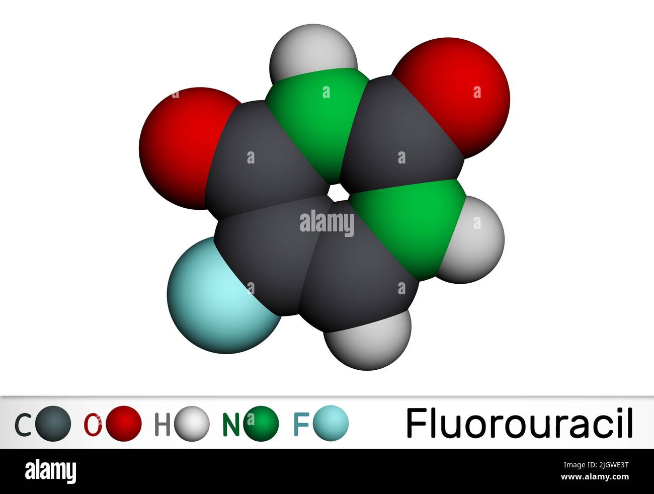 Fluorouracil, 5-FU molecule. It is pyrimidine analog, cytotoxic ...