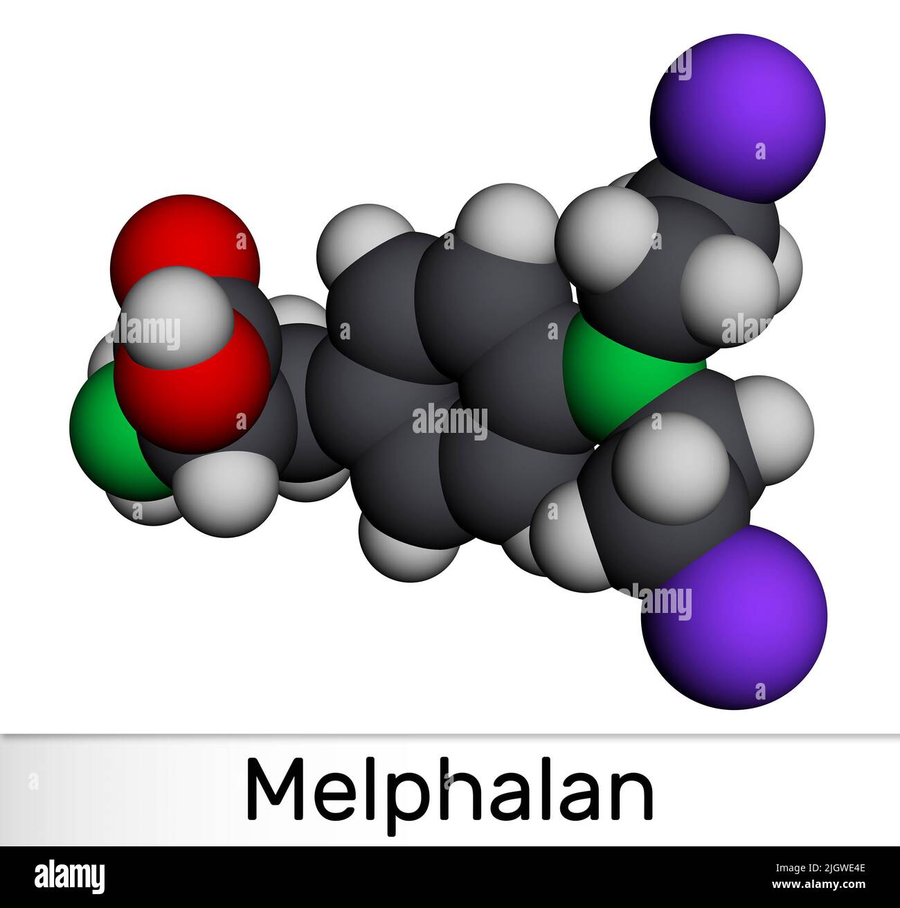 Melphalan molecule. It is chemotherapy medication, alkylating antineoplastic agent. Molecular ...