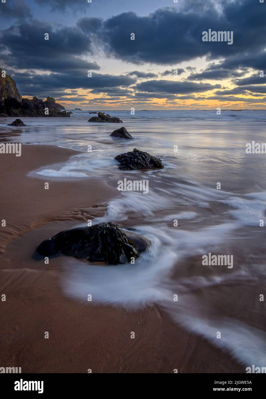 Winter morning Sunrise at Lunanbay Beach Angus Scotland Stock Photo - Alamy