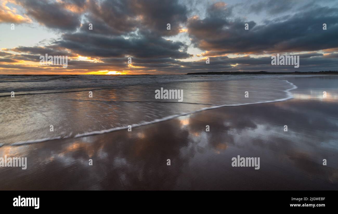 Winter morning Sunrise at Lunanbay Beach Angus Scotland Stock Photo - Alamy