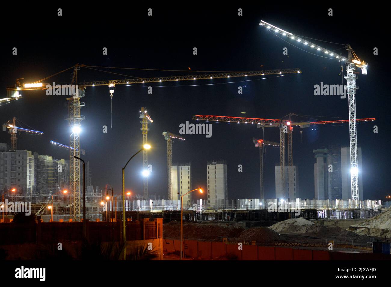 Giza, Egypt, May 19 2022: Construction site of new buildings in Egypt ...