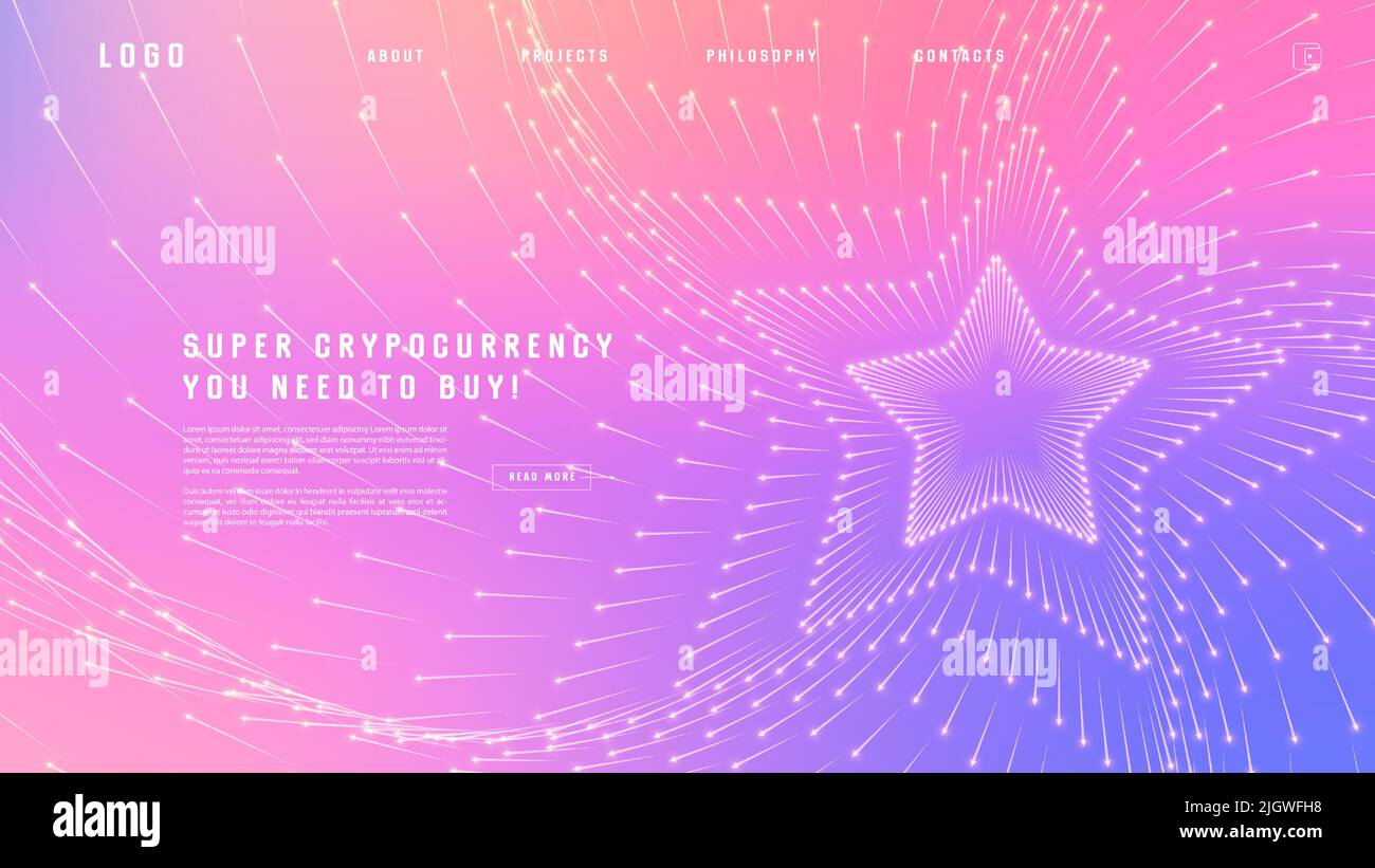 Landing page abstract design with particle tunnel. Colorful template ...