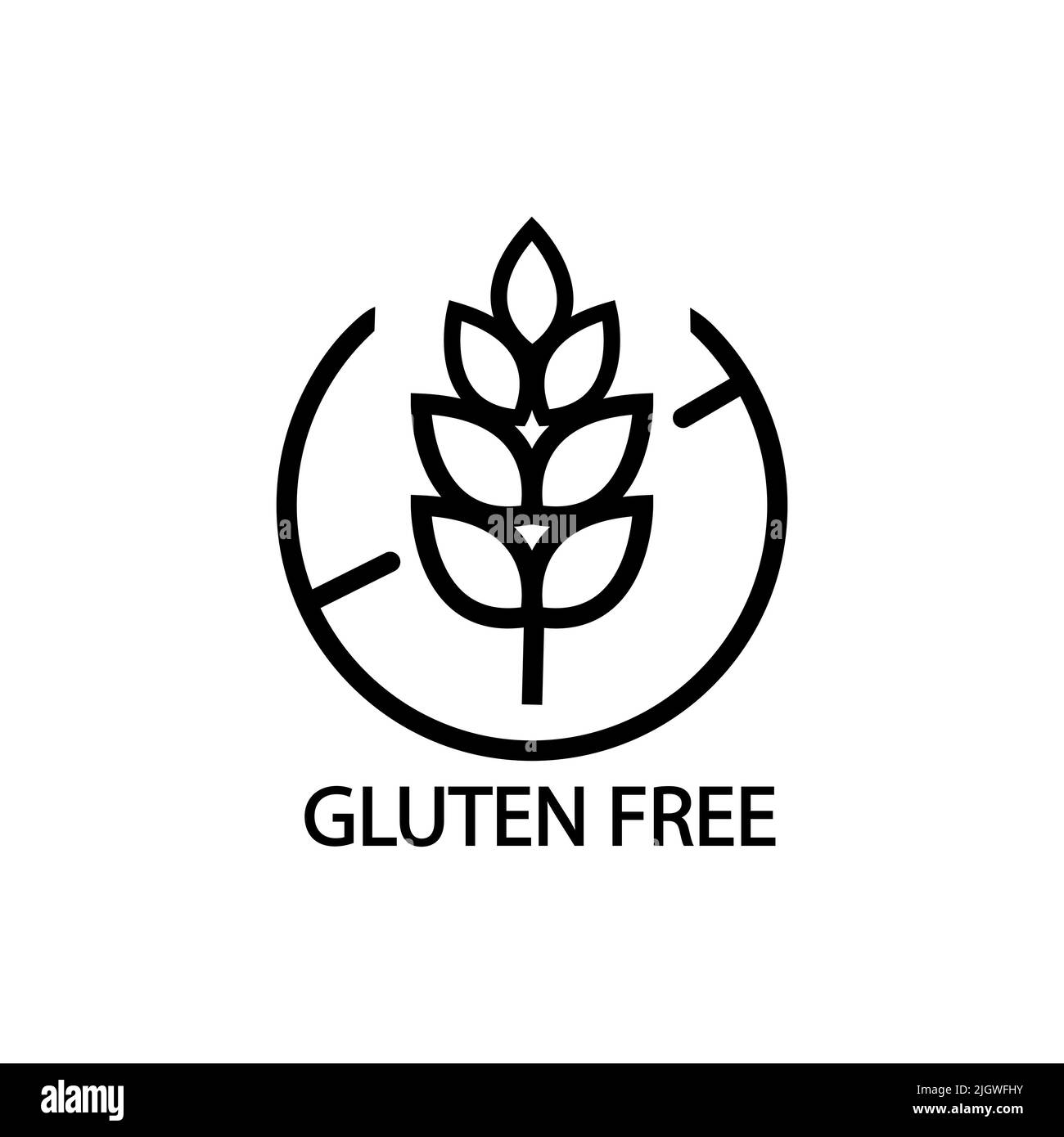 Wheat gluten free grain vector icon. 100 Gluten Free sticker for food ...