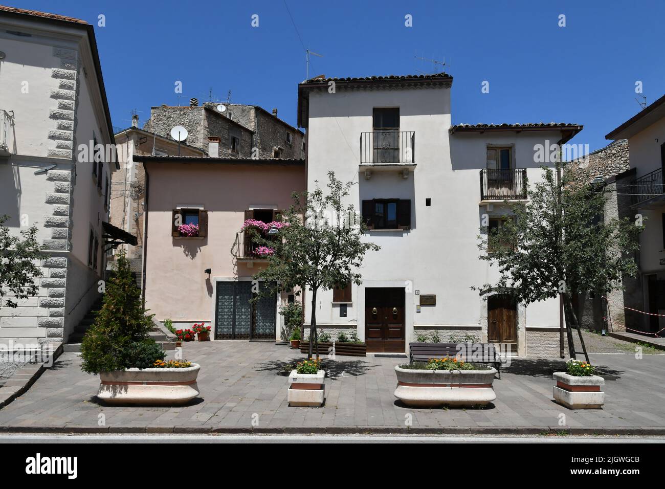 A square in between Campo di Giove, a medieval village in the Abruzzo ...