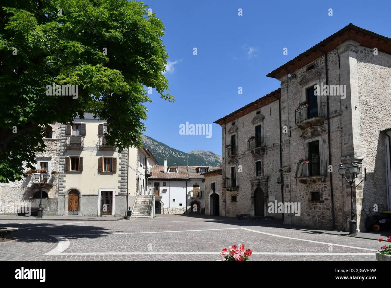 A square in between Campo di Giove, a medieval village in the Abruzzo ...