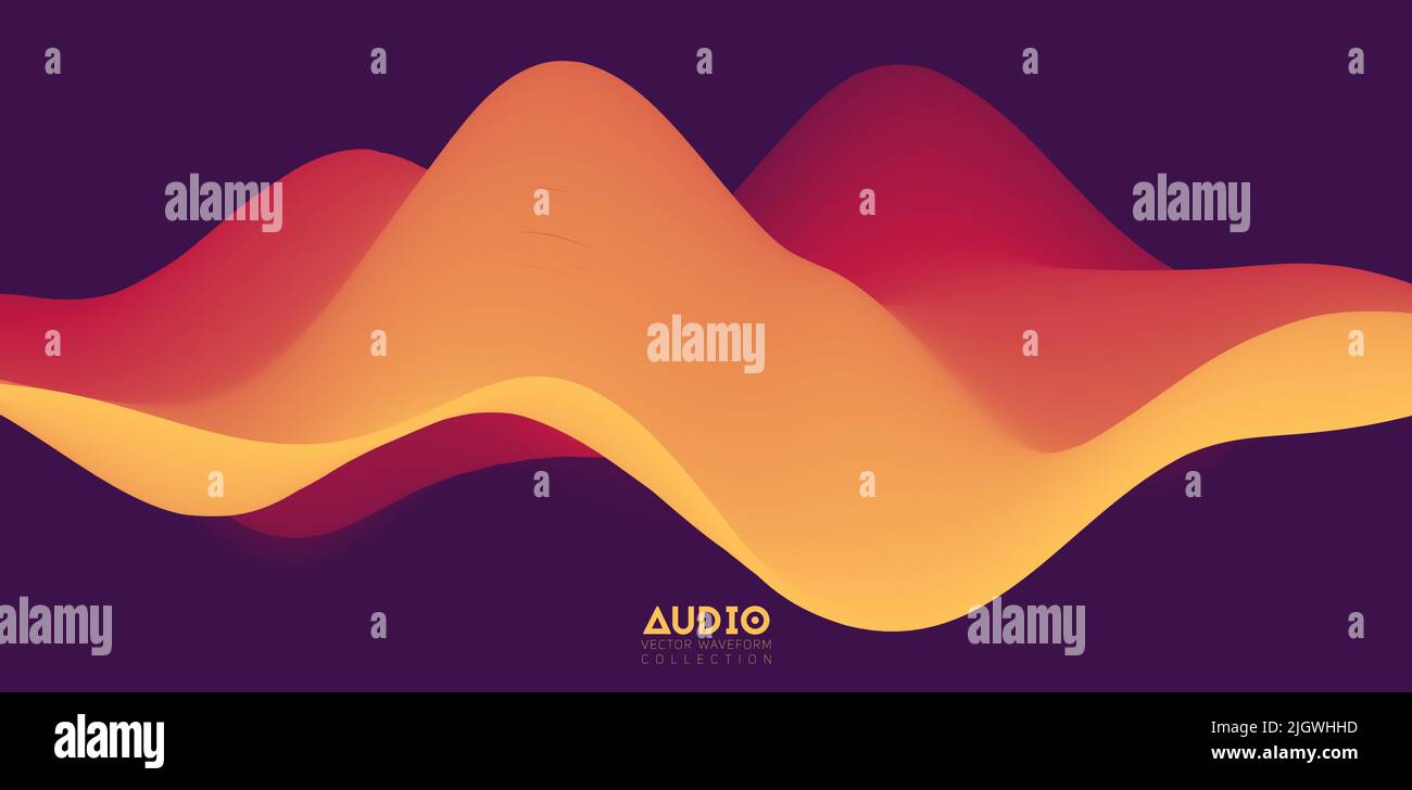 Sound wave visualiztion. 3D orange solid waveform. Voice sample pattern ...
