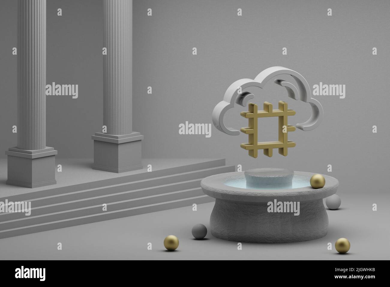 Beautiful abstract illustrations Cloud Server CPU symbol icon on a ...