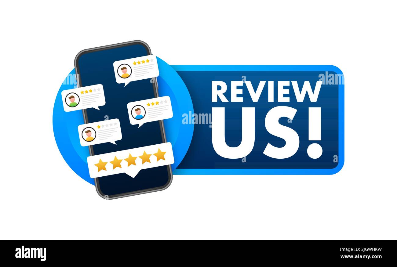 Review us User rating concept. Review and rate us stars. Business ...