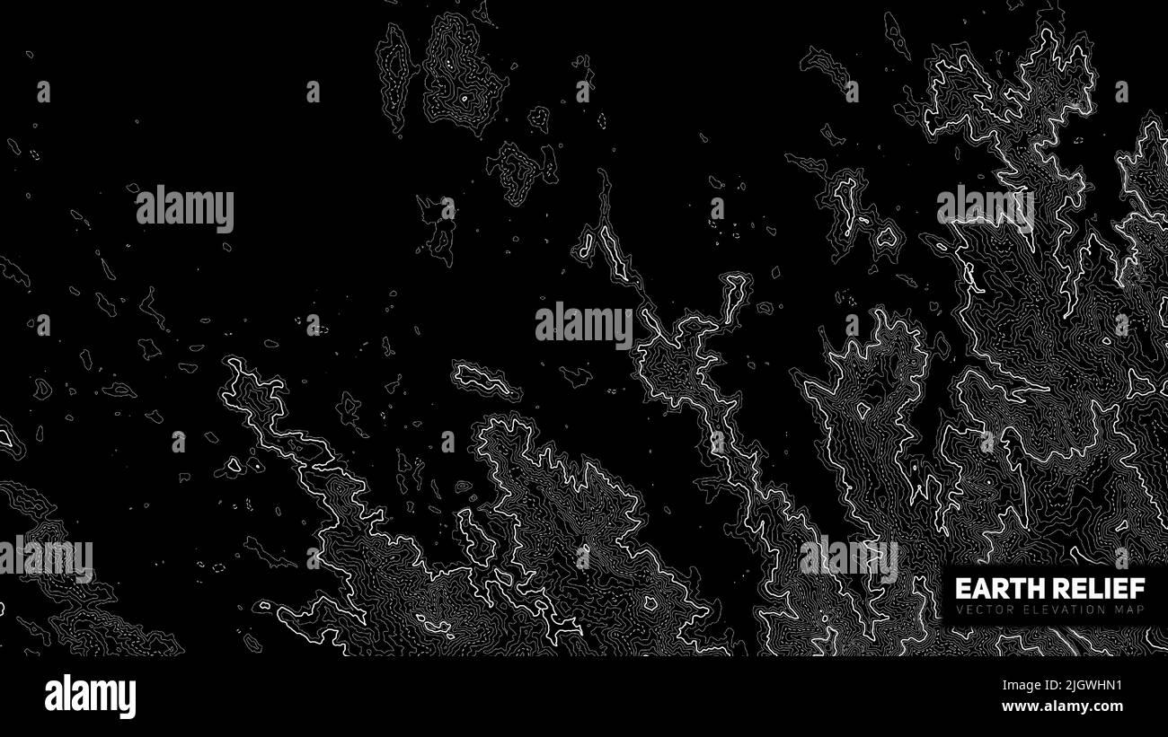 Vector abstract earth relief map. Generated conceptual elevation map ...
