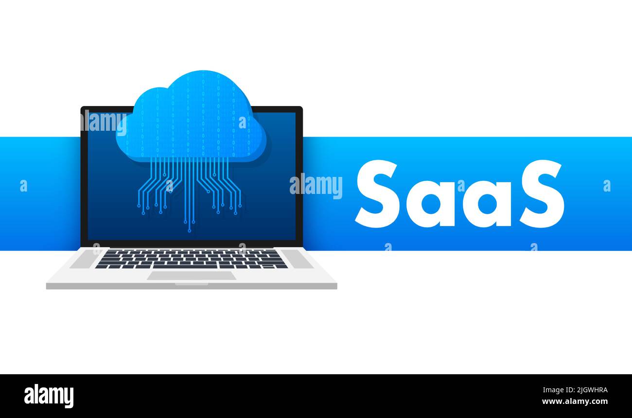 Saas Software As A Service Cloud Sevice Synchronize Vector Illustration Stock Vector Image
