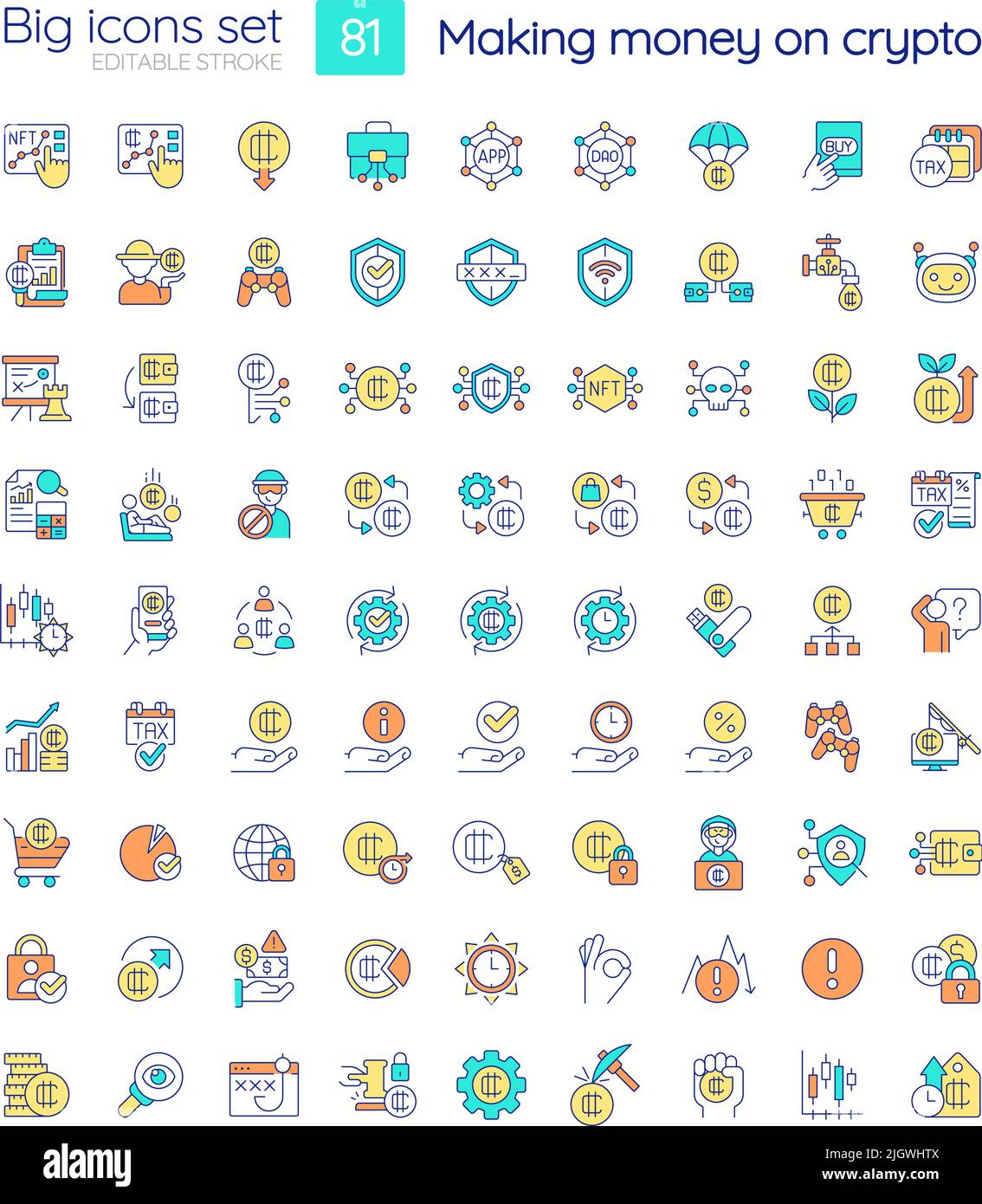 Making money on crypto RGB color icons set Stock Vector Image & Art - Alamy