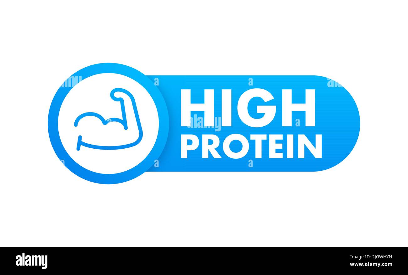 High protein label. Food and diet. Vector illustration Stock Vector ...