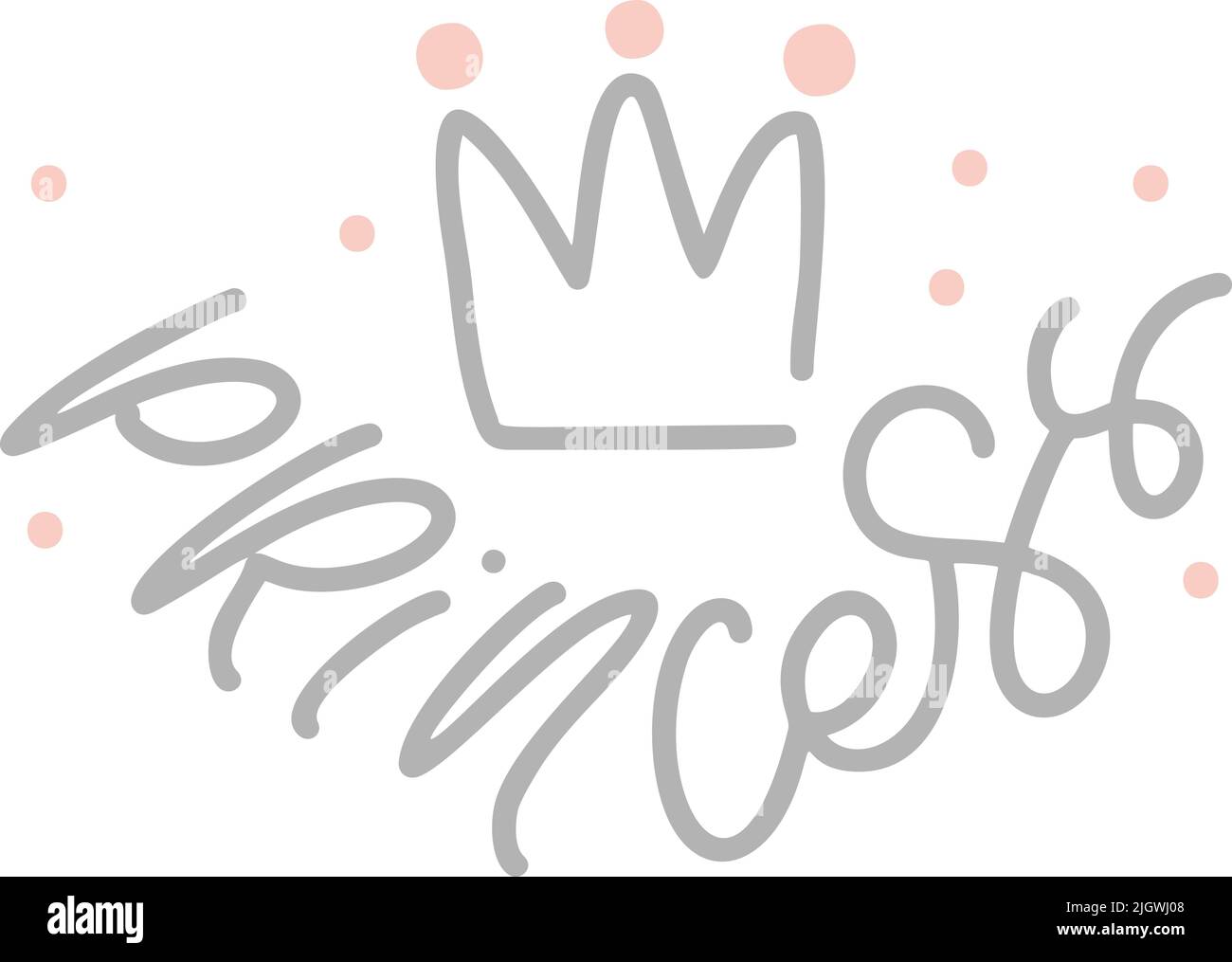 Vector illustration baby text Princess lettering with a crown for print ...