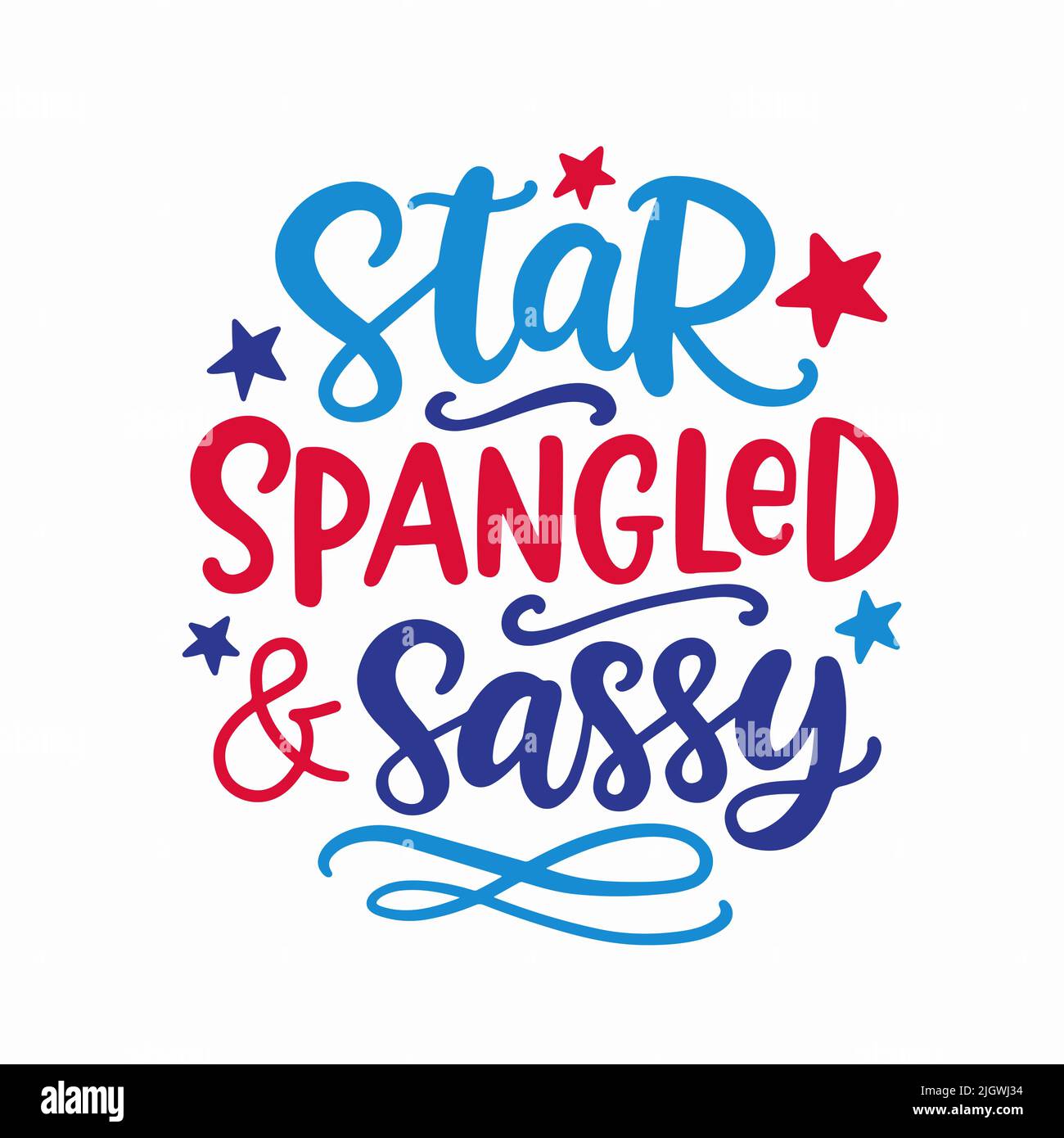 Star Spangled and Sassy hand written ink lettering Stock Vector Image ...