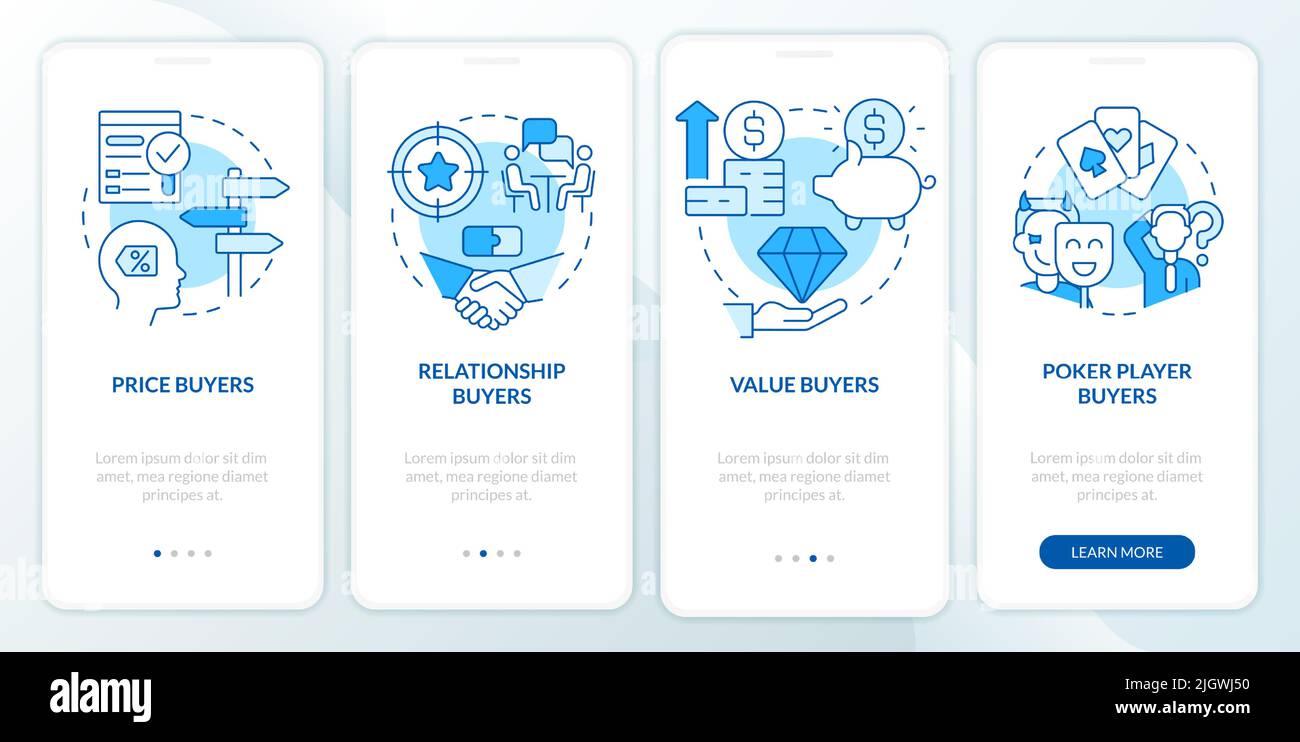 Dealing with customers blue onboarding mobile app screen Stock Vector ...