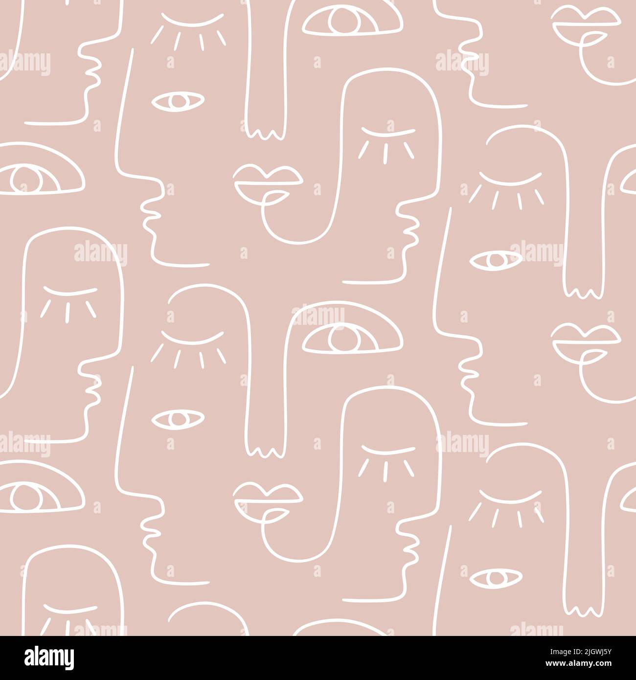 One line drawing abstract face seamless pattern Stock Vector Image ... One line drawing abstract face seamless pattern Stock Vector Image ...