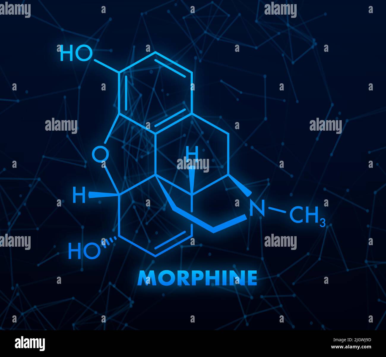 Morphine concept chemical formula icon label, text font vector ...
