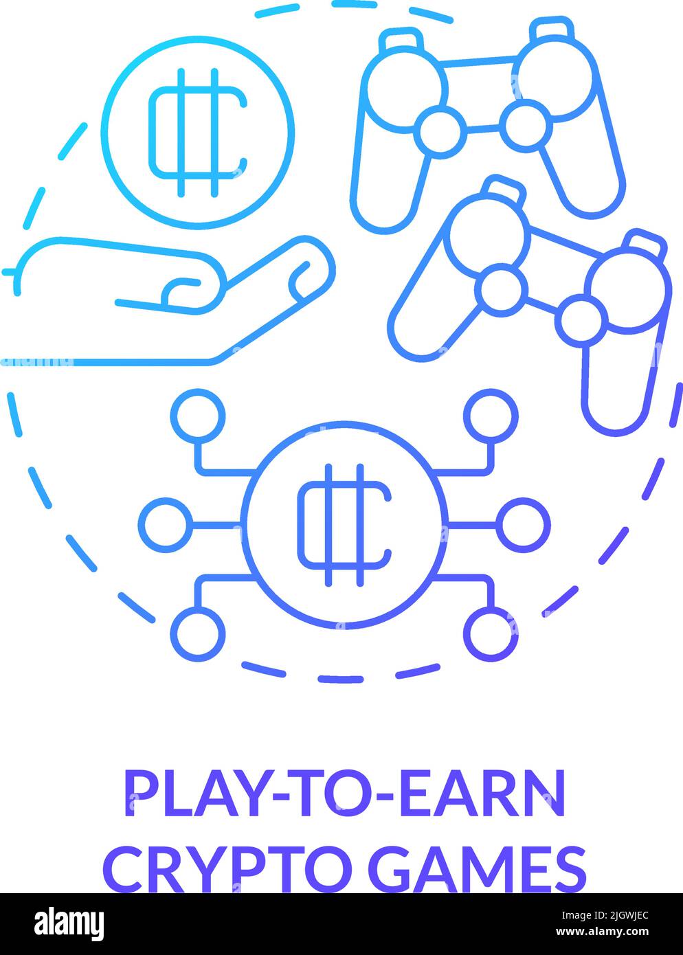 Play to earn crypto games blue gradient concept icon Stock Vector Image ...