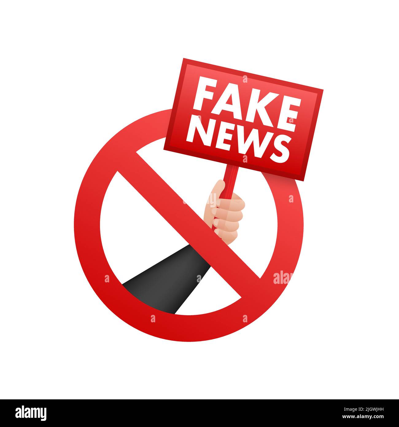 Fake news on stop sign, electronic internet fraud. Vector illustration ...