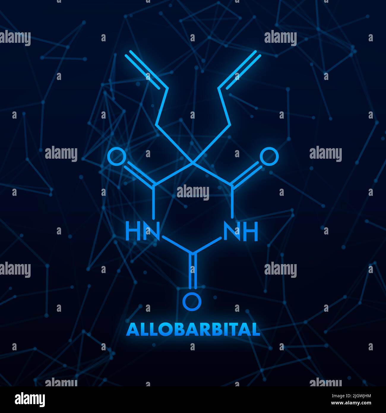 Allobarbital chemical formula. Illustration for medical design ...