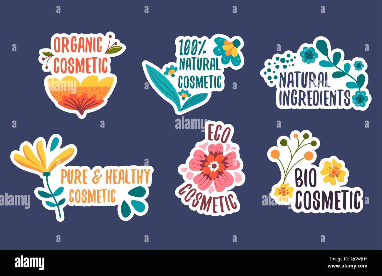 Organic cosmetic promotion sticker design set Stock Vector Image & Art ...