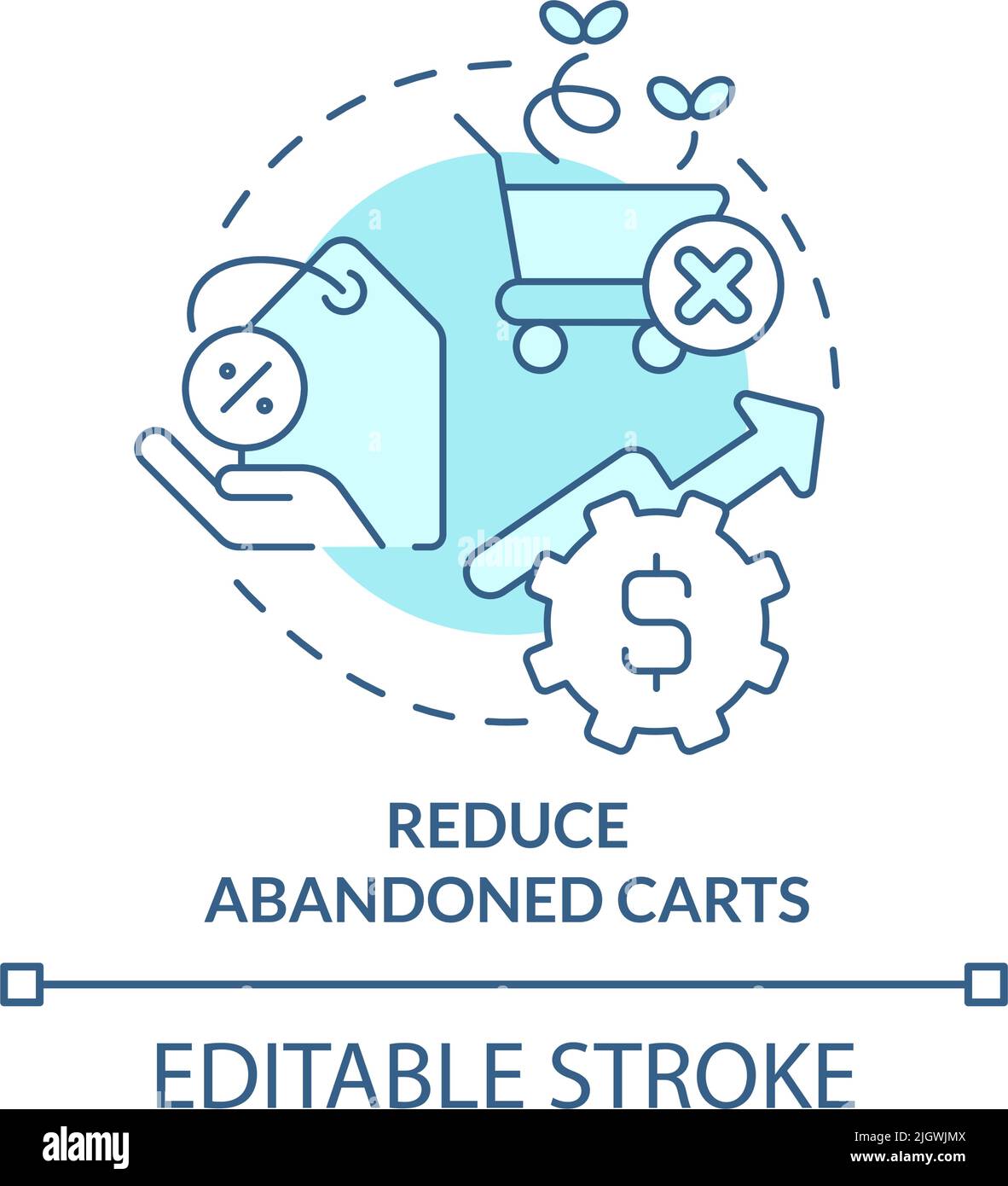 Reduce abandoned carts turquoise concept icon Stock Vector Image & Art - Alamy