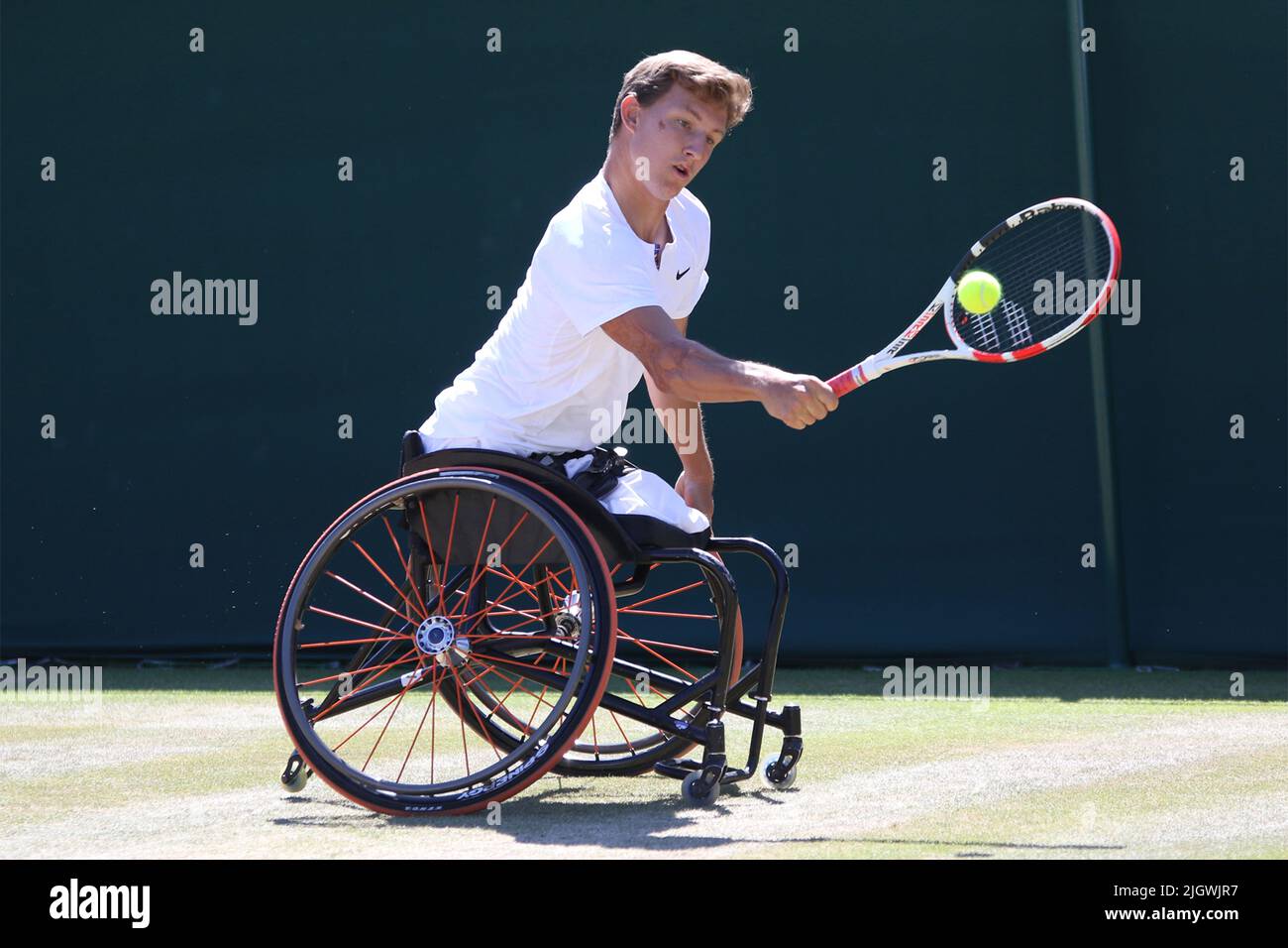 In the Quad Wheelchair singles final at Wimbledon 2022 Niels Vink of ...